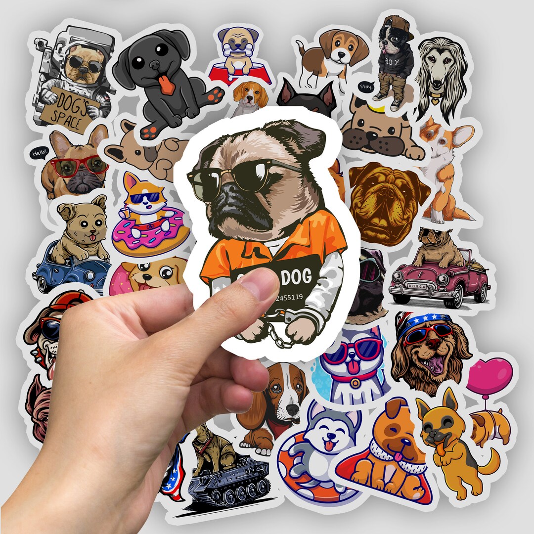 50pc Dogs Stickers Kids Vinyls Cute Puppy Decals | Sticker Bomb ...