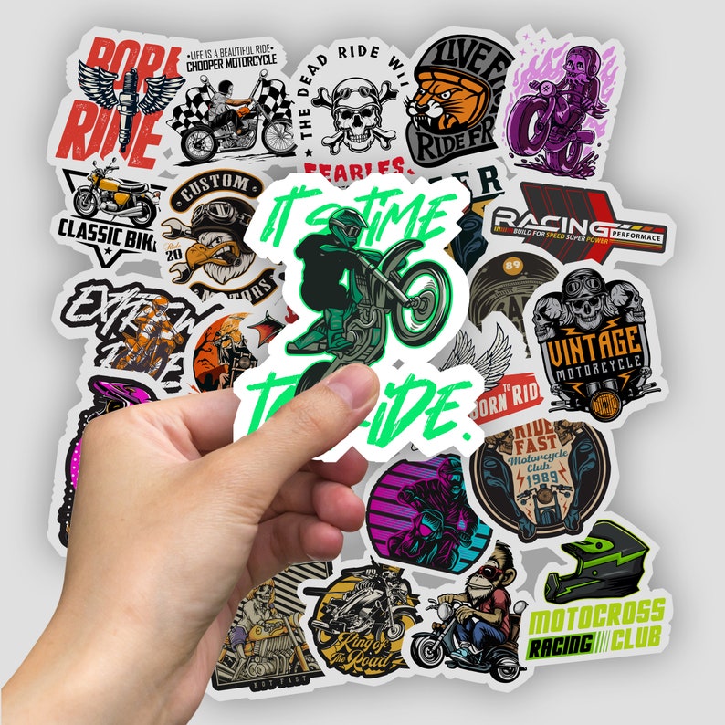 50pc Motorbike Stickers Kids Vinyls Biker Decals | Sticker Bomb | Biker ...