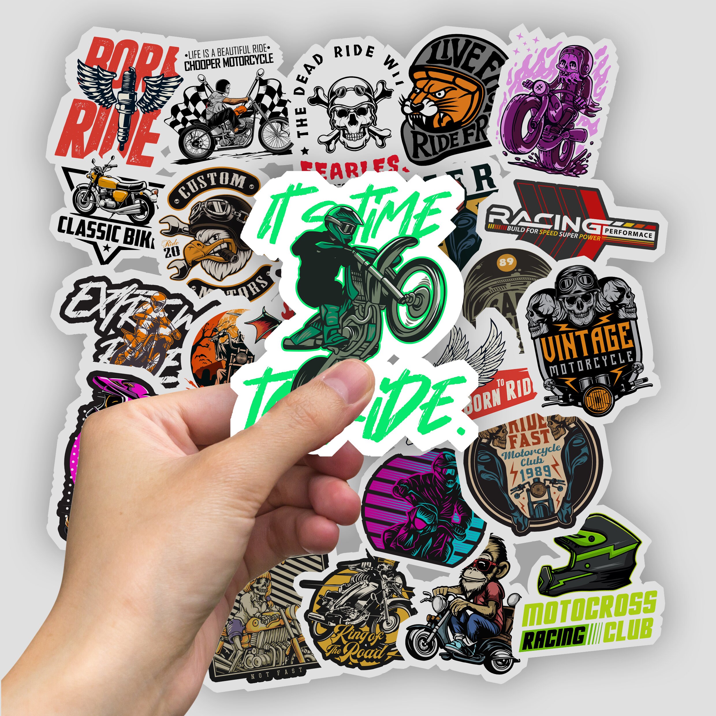 50pc Motorbike Stickers Kids Vinyls Biker Decals | Sticker Bomb | Biker ...