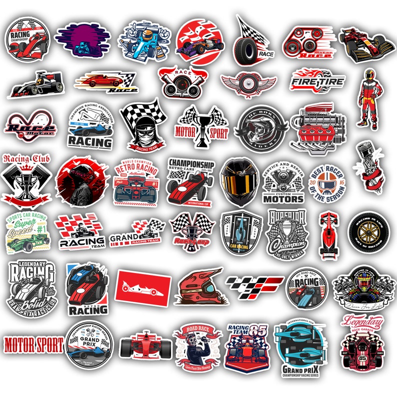50pc Formula One Stickers F1 Vinyls Cute Cyclist Decals Sticker Bomb ...