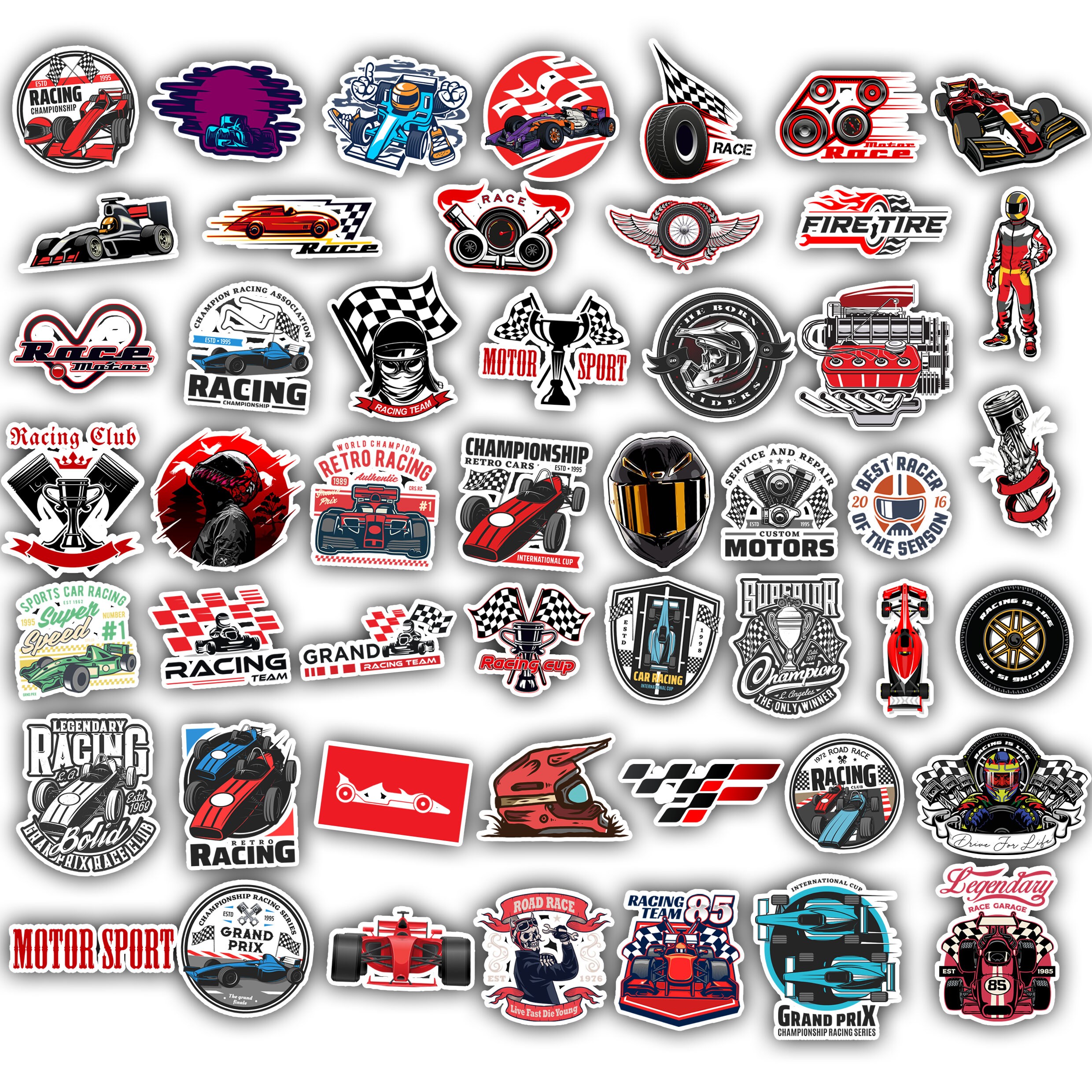 50pc Formula One Stickers F1 Vinyls Cute Cyclist Decals Sticker Bomb Racer Stickers Car Stickers ...