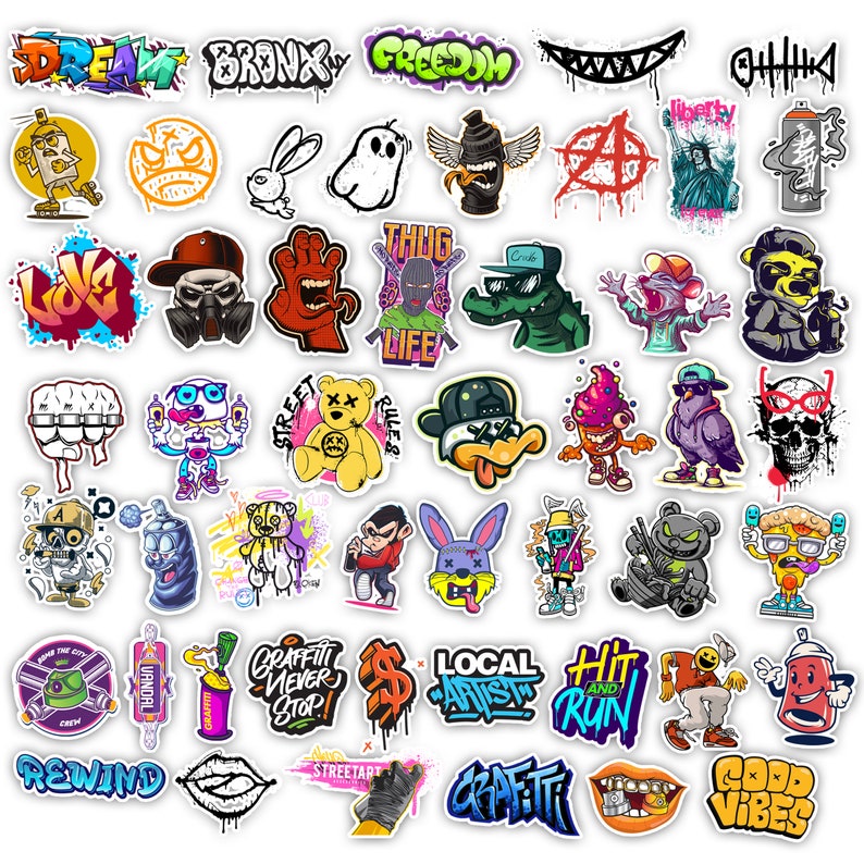 50pc Graffiti Sticker Large Stickers for Phone, Laptop, Notebook Street ...