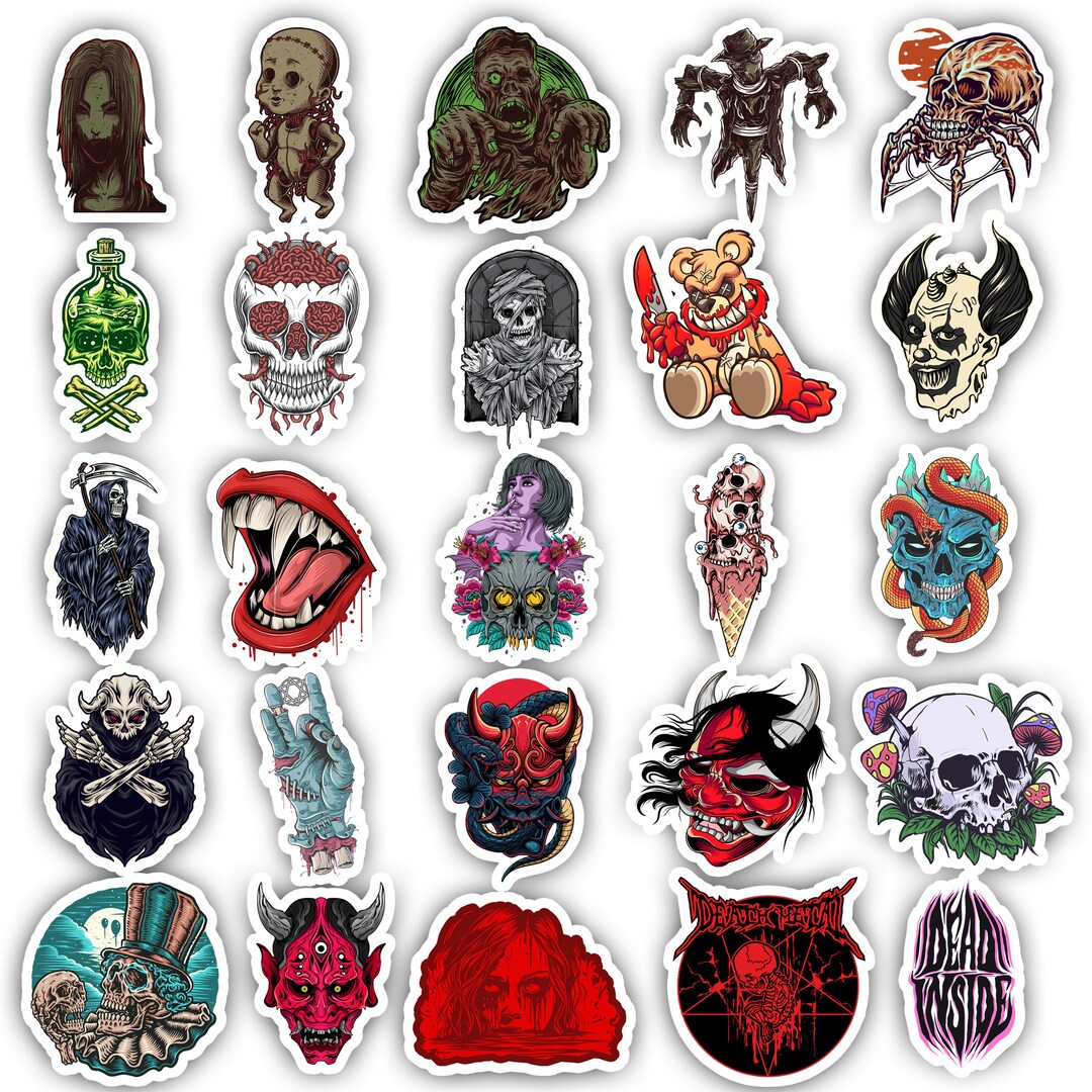 25pc Gothic Horror Stickers Scary Vinyl Halloween Decals Sticker Bomb ...