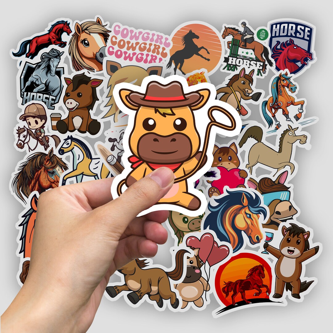 50pc Horse Stickers Vinyls Cute Kids Farm Decals | Sticker Bomb ...