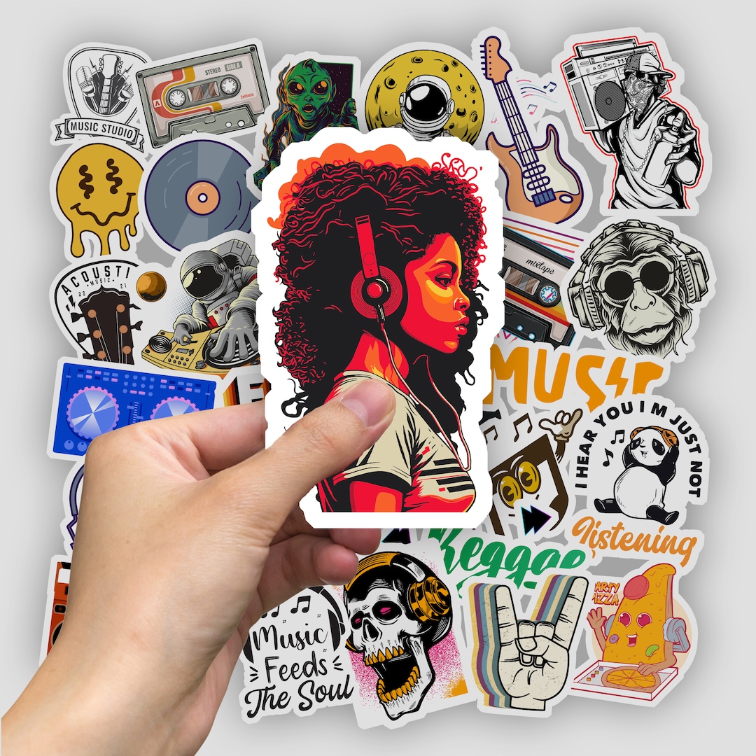 50pc Music Stickers Radio Vinyls Cute DJ Decals | Sticker Bomb | Pop ...