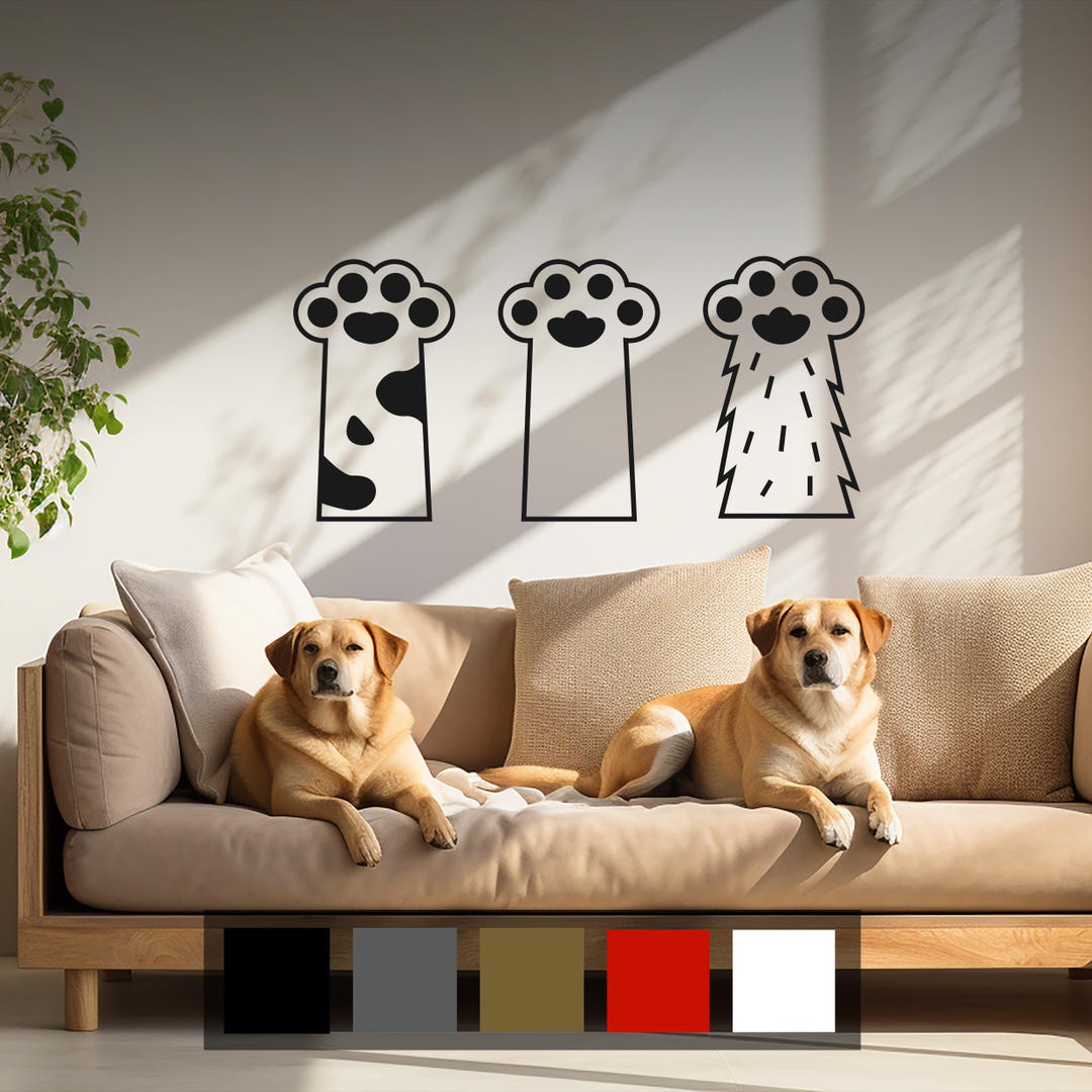 Triple Kitten Paws Wall Decal | Cute Cat Paw Print Wall Art for Home ...