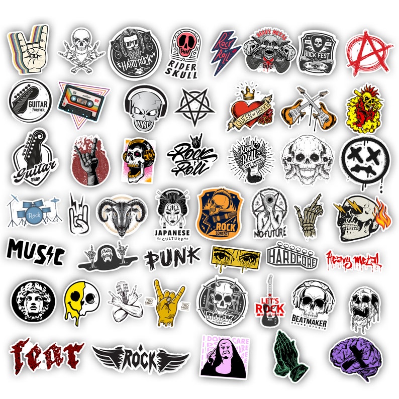 50pc Music Rock Stickers Radio Vinyls Cute DJ Decals | Sticker Bomb ...