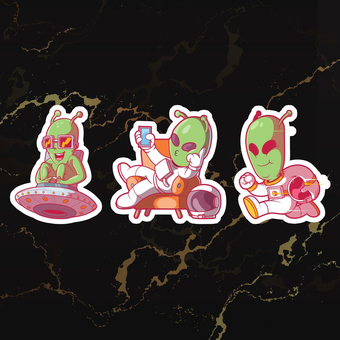 Large 3 Alien Stickers Collection Cute Stickers Laptop Stickers Large ...
