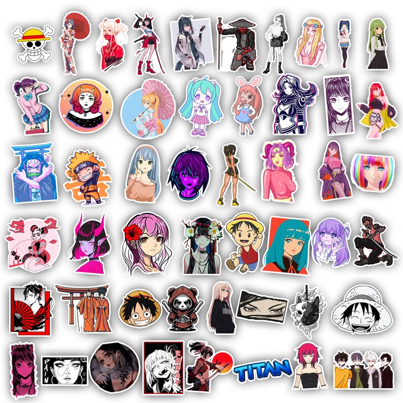 50pc Anime Stickers One Piece Vinyl Cute Decals | Sticker Bomb | Street ...