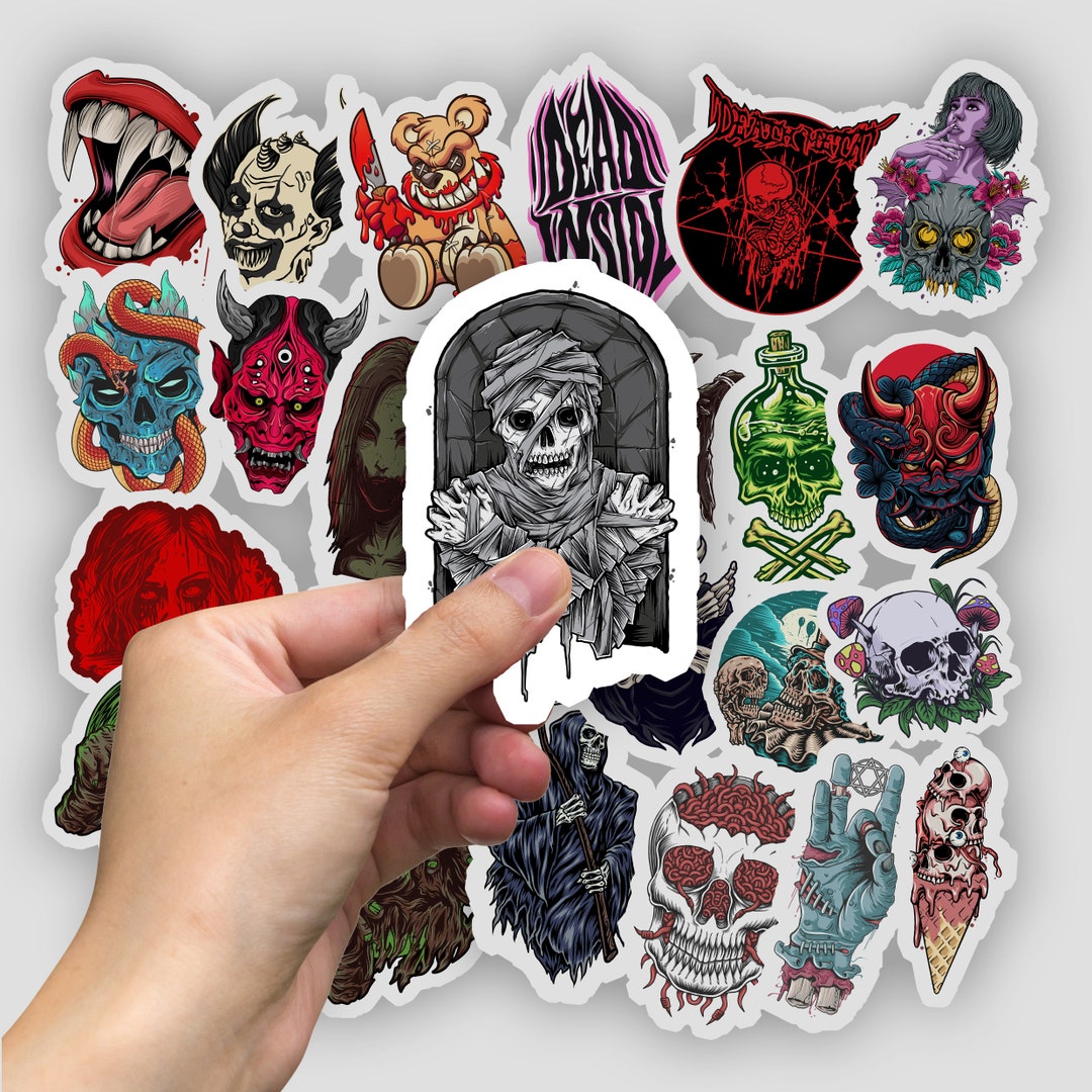 25pc Gothic Horror Stickers Scary Vinyl Halloween Decals | Sticker Bomb ...