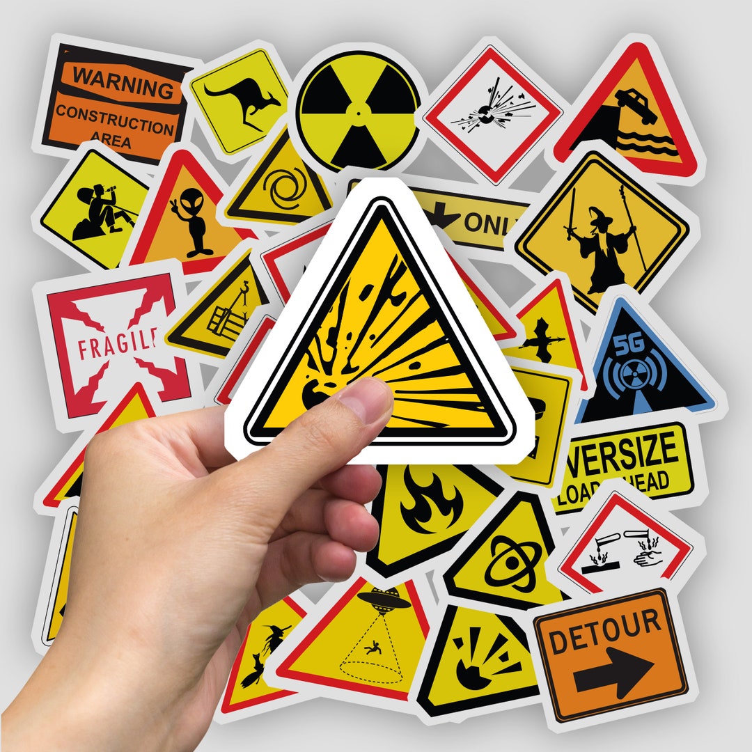40pc Warning Sticker Large Stickers for Phone, Laptop Yellow Stickers ...