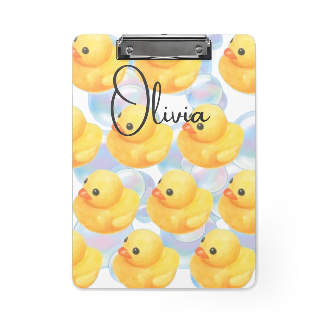Yellow Rubber Ducky With Bubbles Design Clipboard for School ...