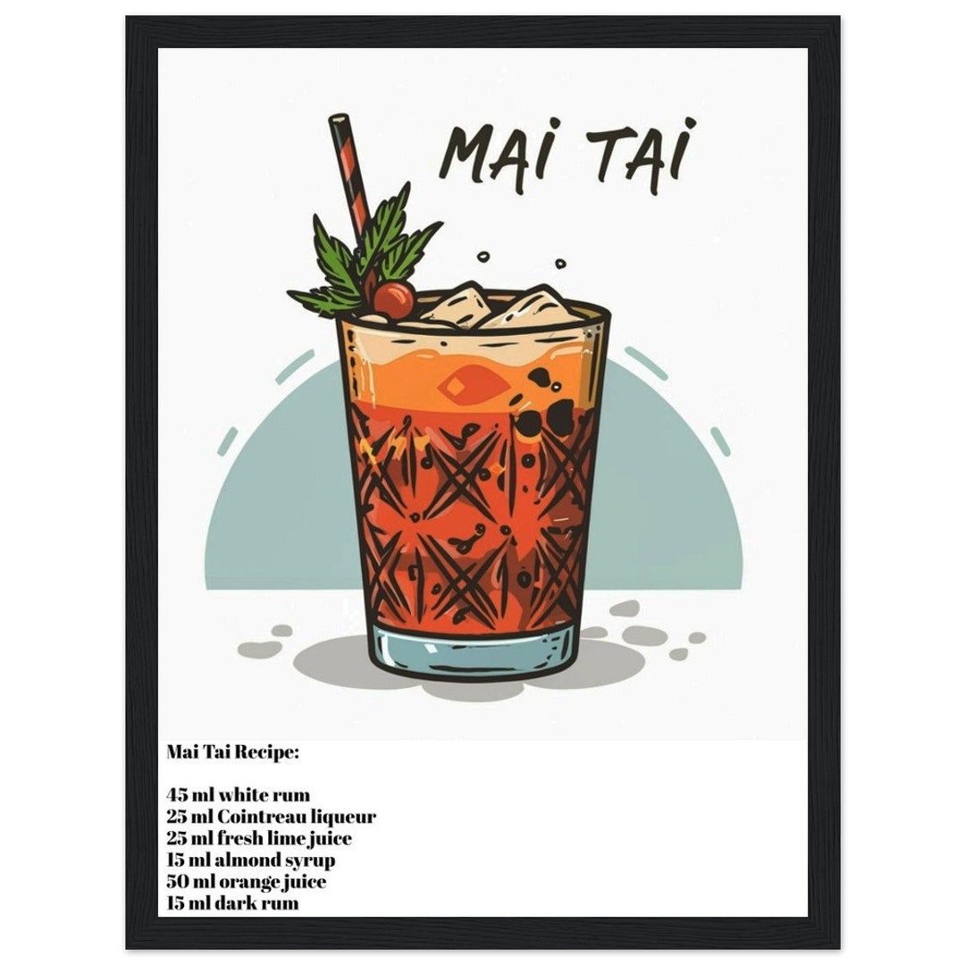 Mia Tia Cocktail Poster With Recipe Etsy