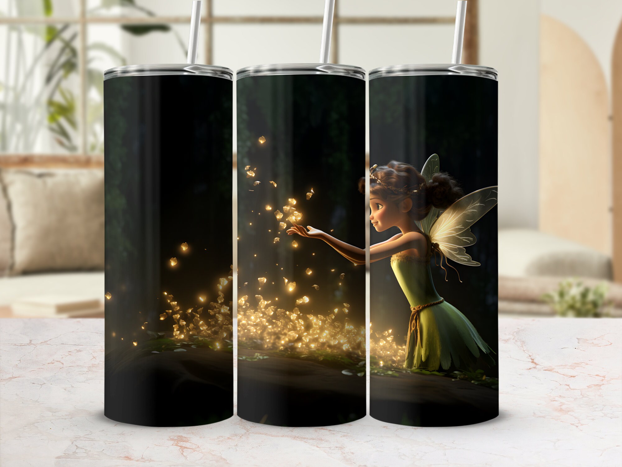 Enchanted Forest Fairy Tumbler, Magical Glowing Fireflies, Whimsical ...