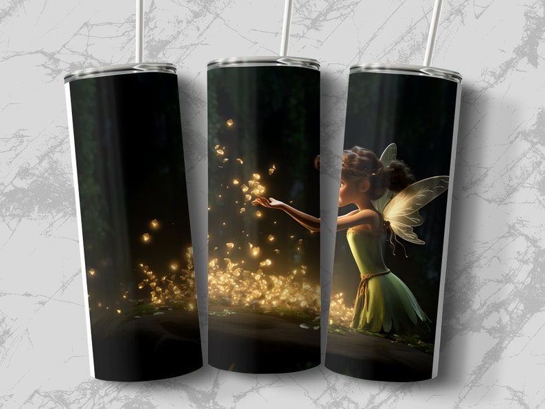 Enchanted Forest Fairy Tumbler, Magical Glowing Fireflies, Whimsical ...
