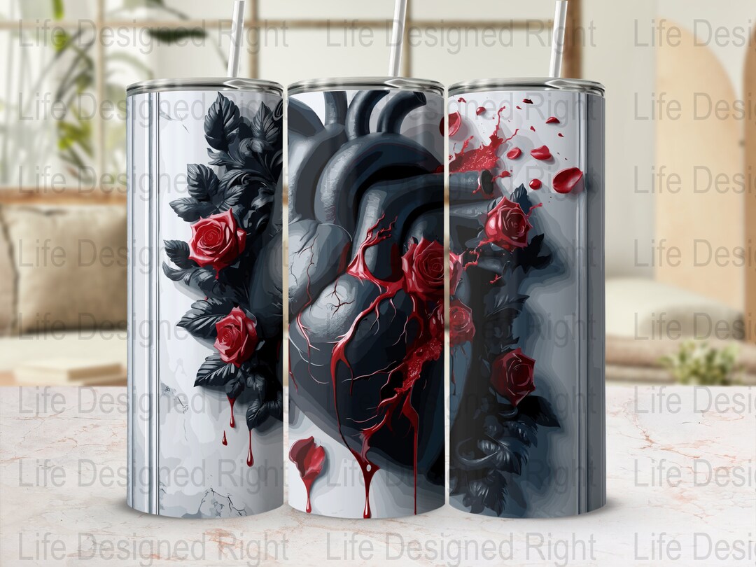 Bleeding Heart 20 Oz Skinny Tumbler Sublimation Design, Straight ...