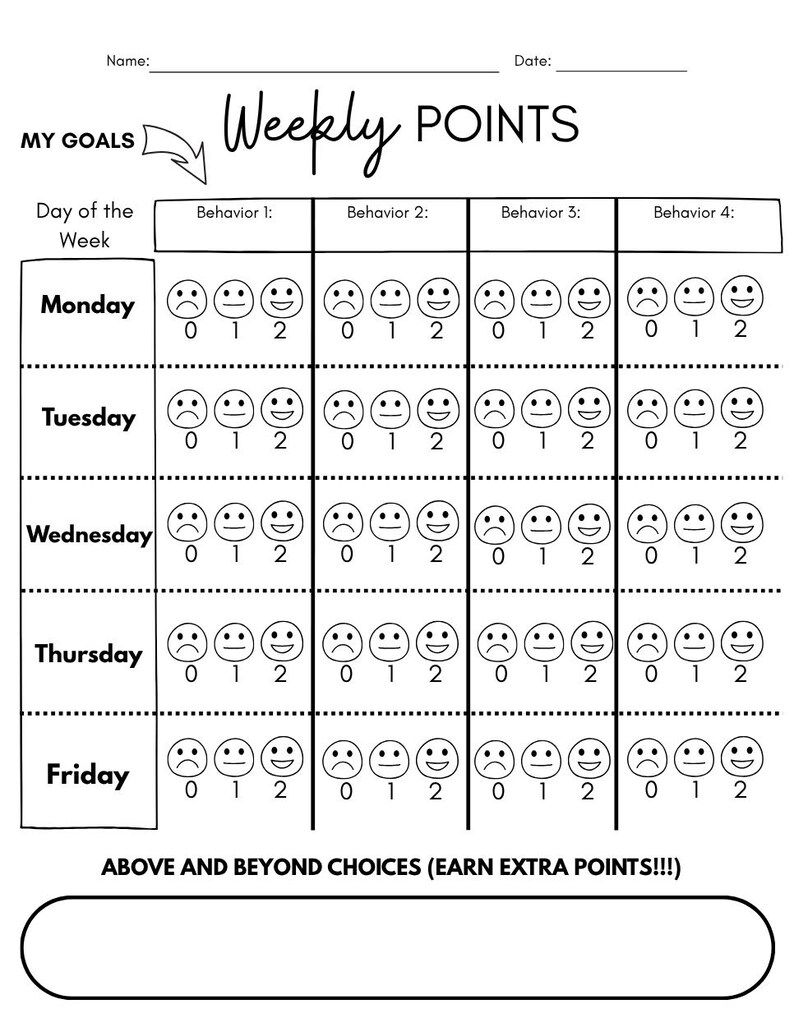 Weekly Behavior Chart and Reflection - Etsy