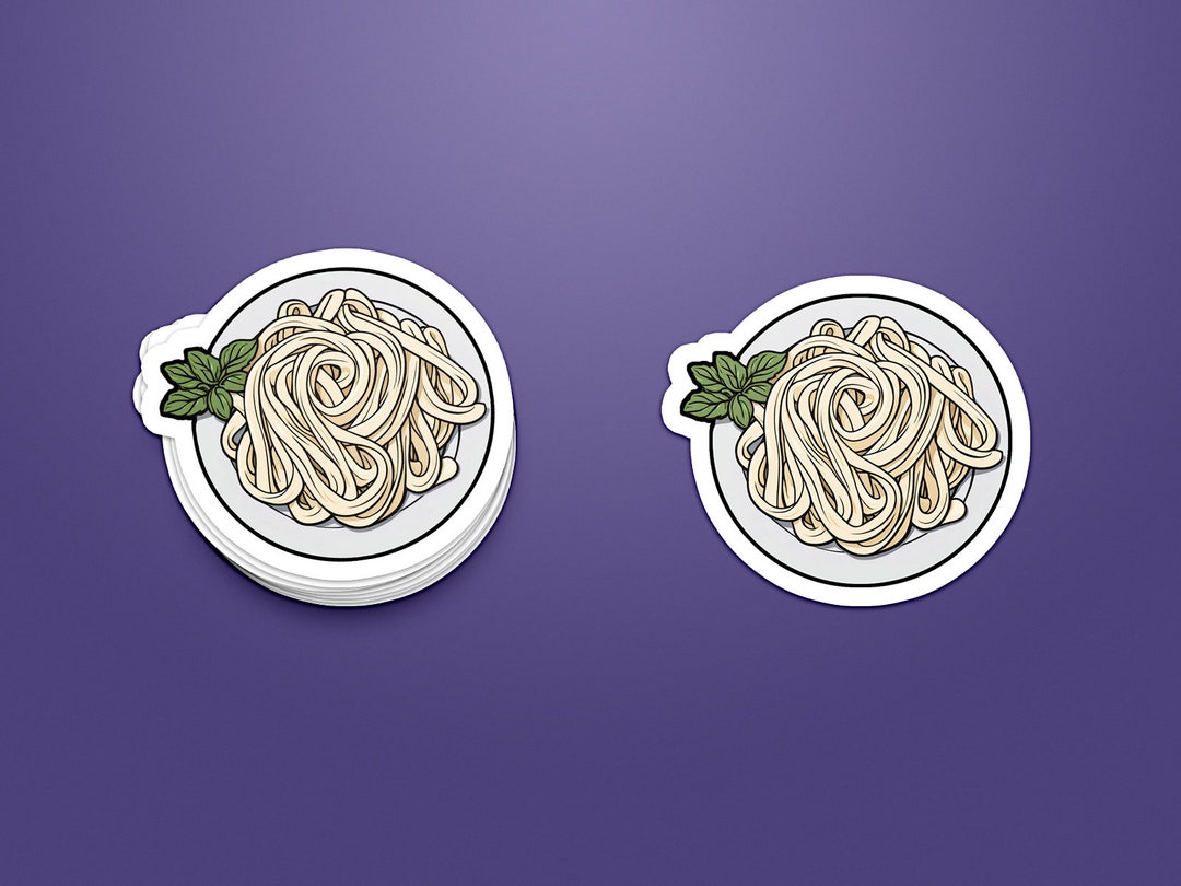 Fettuccine Alfredo Pasta Sticker, Vinyl Laptop Sticker, Vinyl Water ...