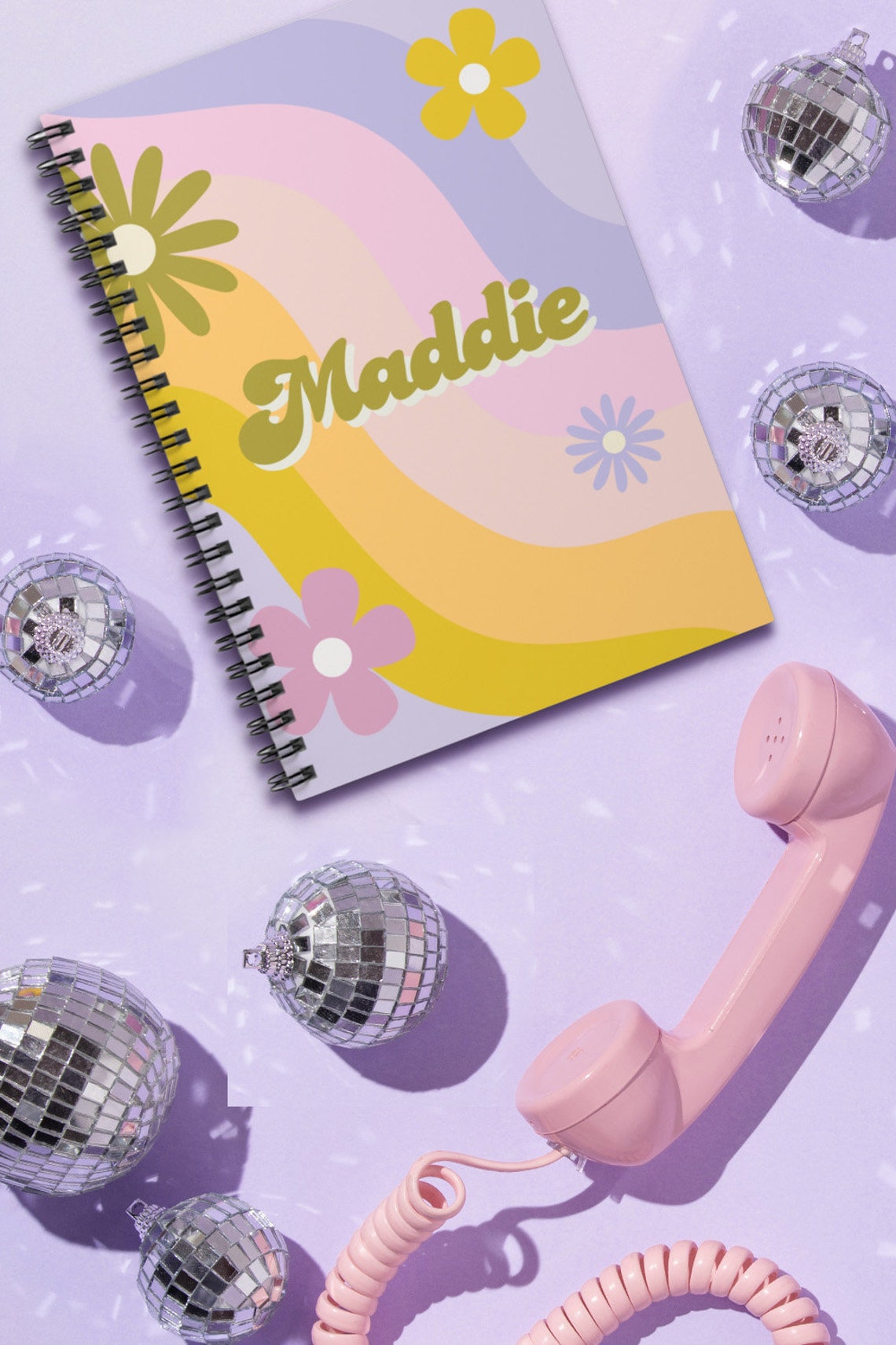 Personalized Retro Wavy Notebook Quirky Humor Vintage Diary Customized ...