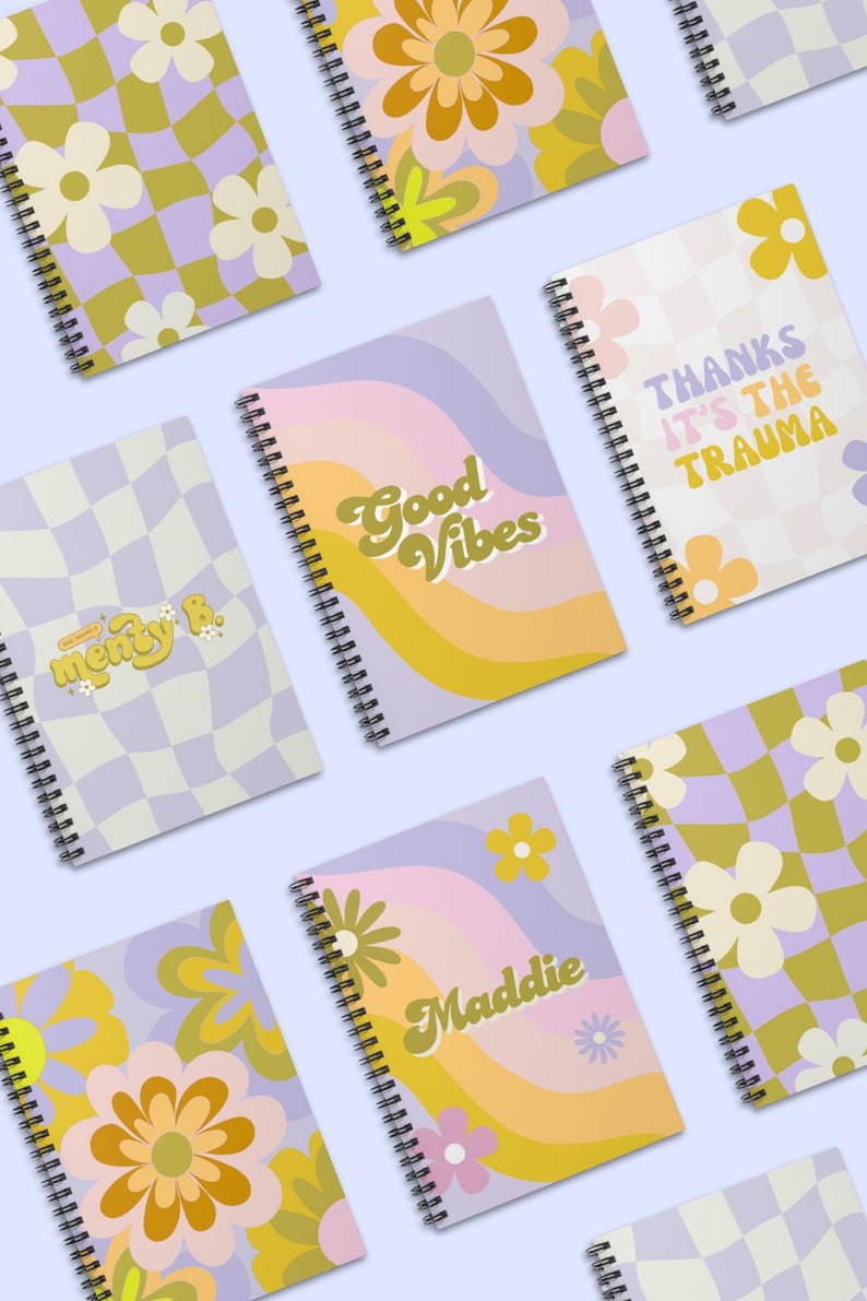 Personalized Retro Wavy Notebook Quirky Humor Vintage Diary Customized ...