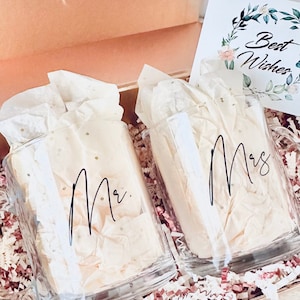 Mr and Mrs Glass Coffee Mug Engagement Gift for Couple Clear Glass Coffee Mug Gift for Her ...