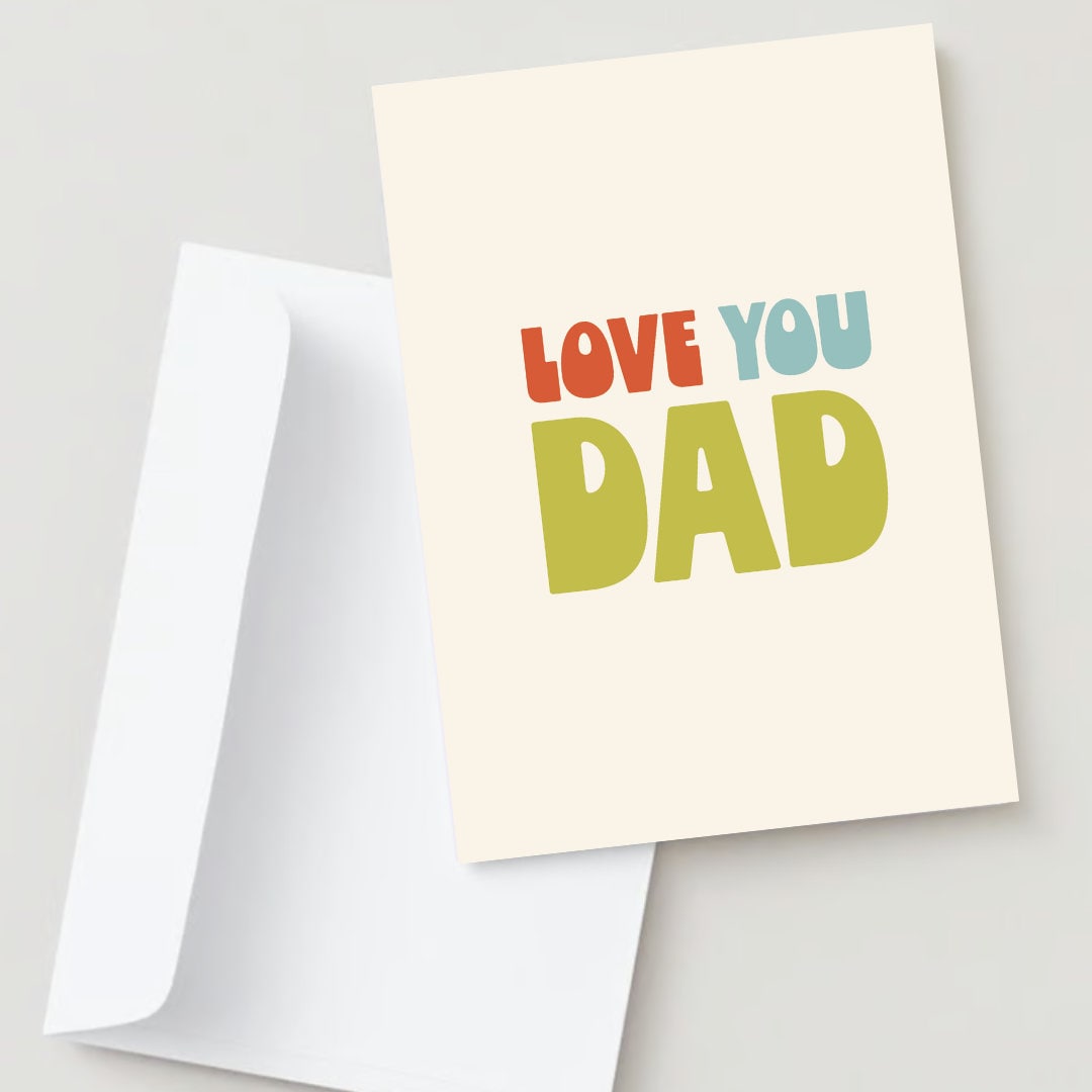 Love You Dad Card for Grandpa Fathers Day Card Colorful New Dad Card ...