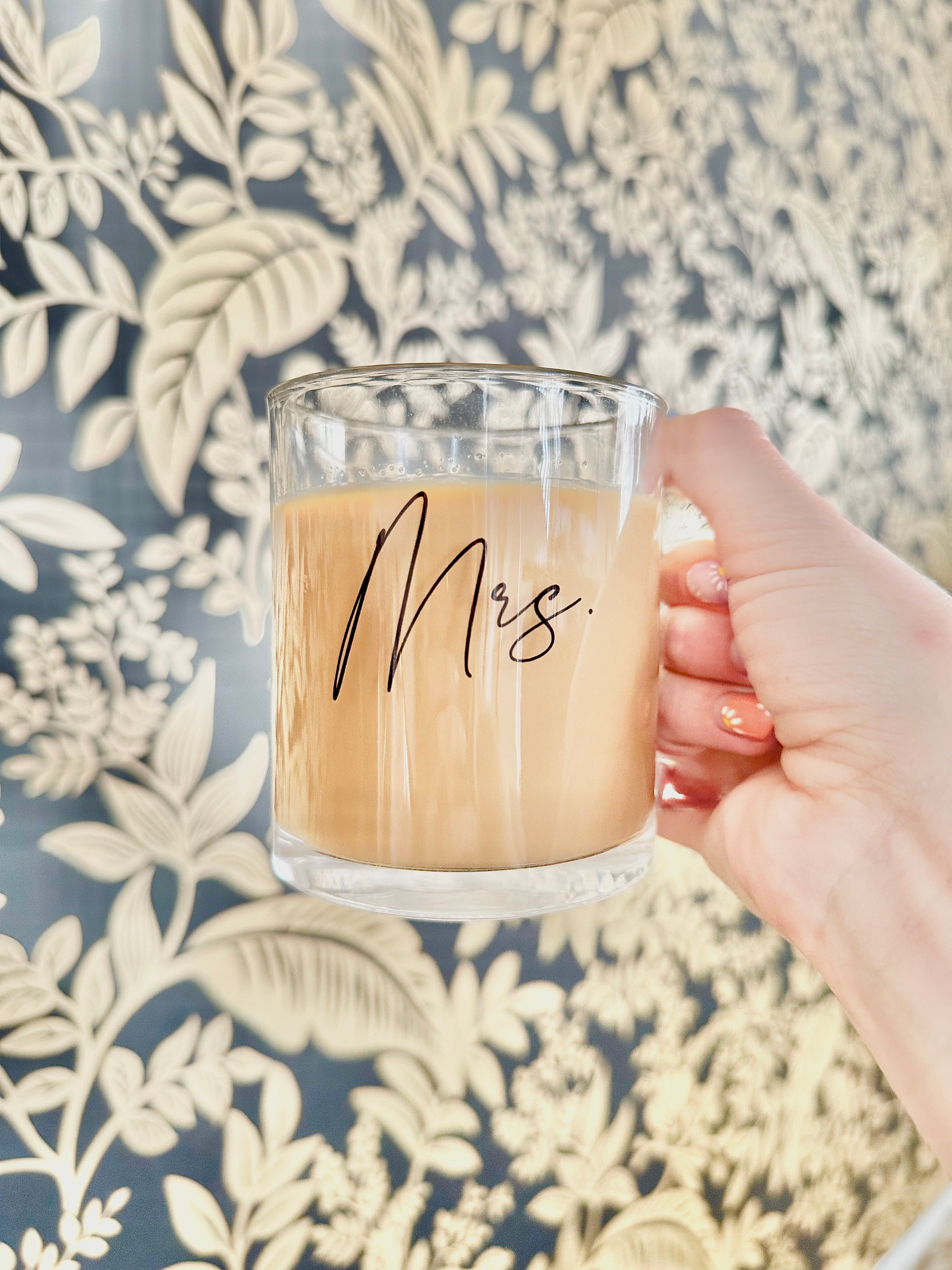Mr and Mrs Glass Coffee Mug Engagement Gift for Couple Clear Glass Coffee Mug Gift for Her ...
