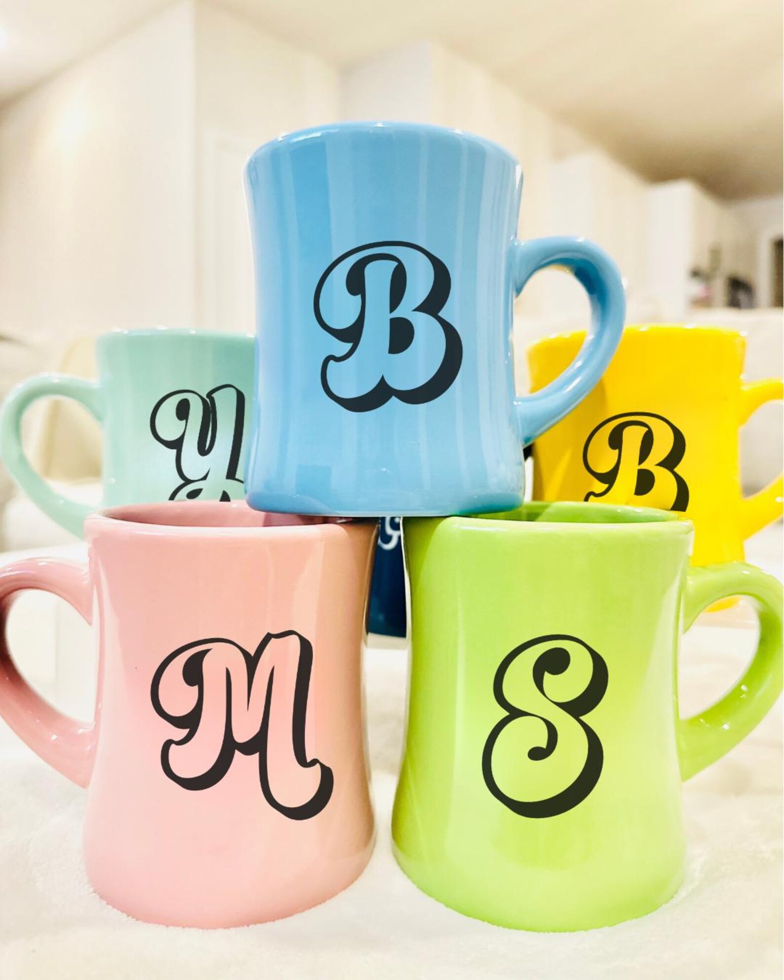 Custom Letter Mug Restaurant Coffee Cup Personalized Letter Mug Gift ...