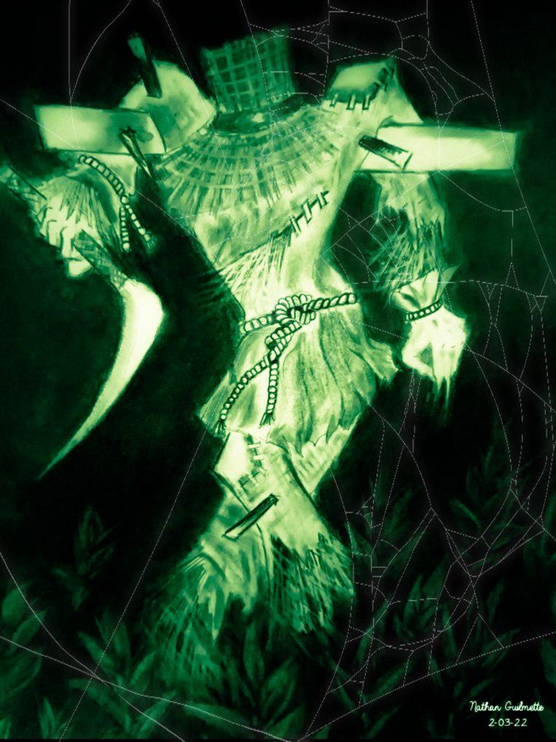 Scarecrow Art Print: Black and White Plus Color Drawing - Etsy