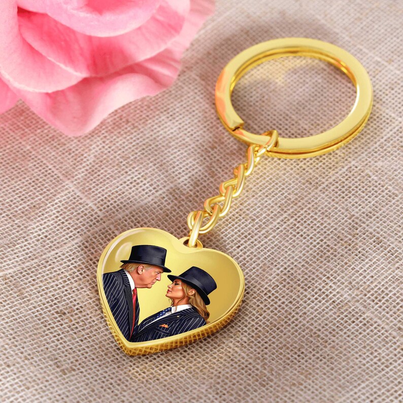 Donald and Melania Trump Power Couple Heart Keychain FAFO Gangster Love ...