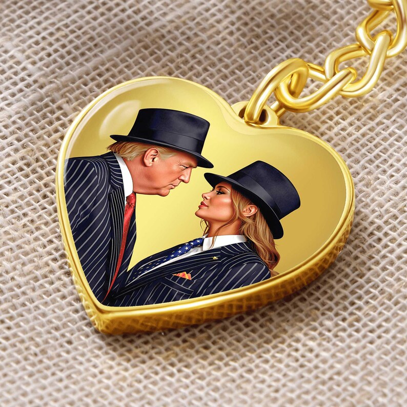 Donald and Melania Trump Power Couple Heart Keychain FAFO Gangster Love ...