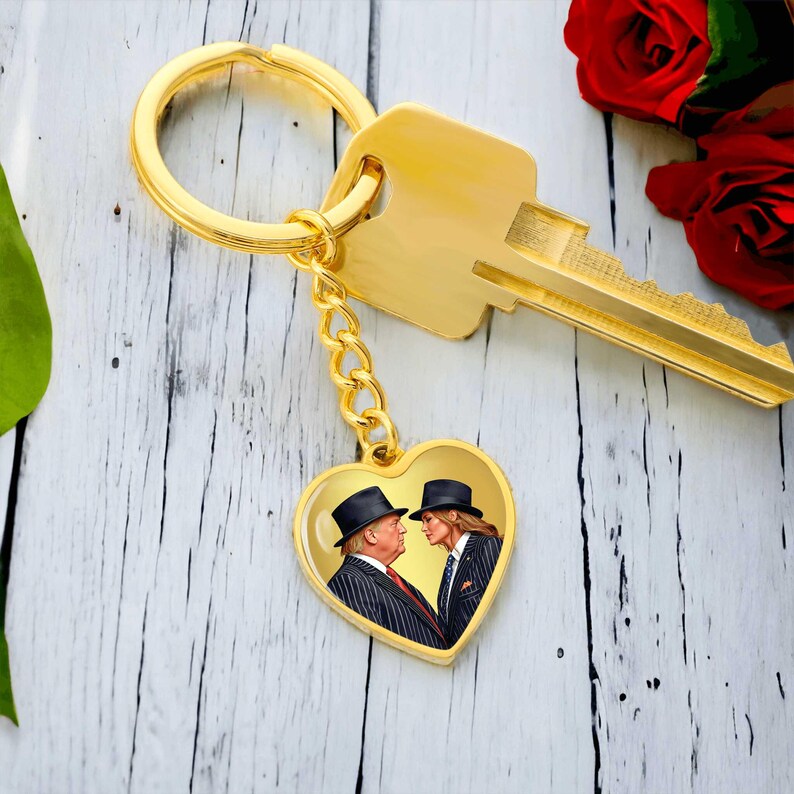 Donald and Melania Trump Power Couple Heart Keychain FAFO Gangster Love ...