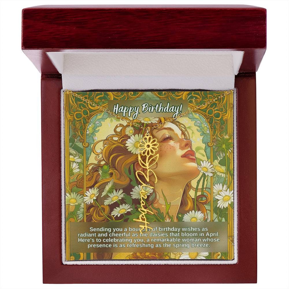 April Birth Flower Name Necklace, April Birthday Gifts, Daisy Birth ...