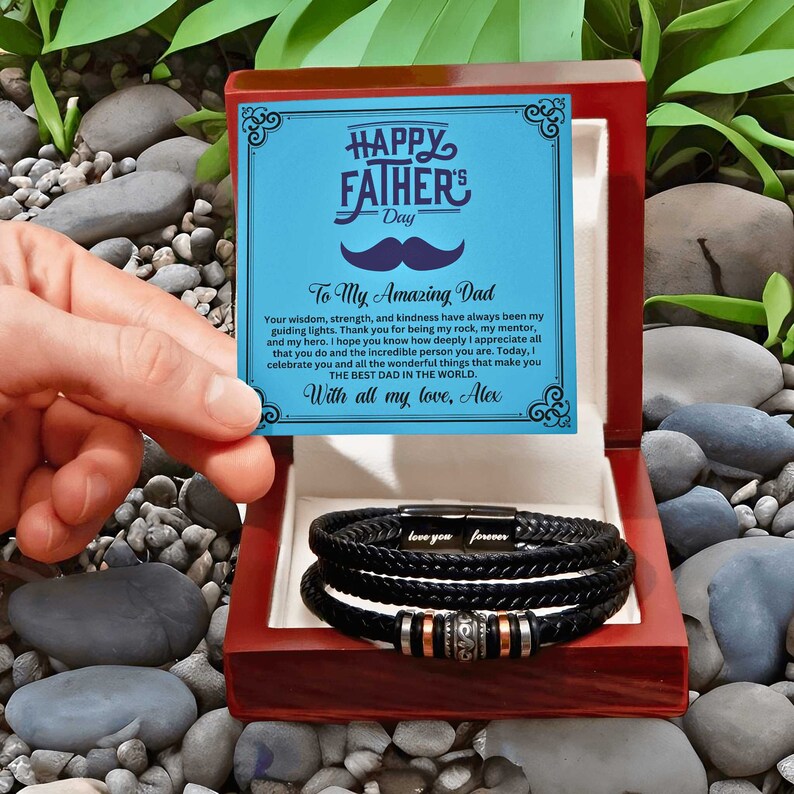 Fathers Day Bracelet Love You Forever Dad Present From Daughter Happy ...