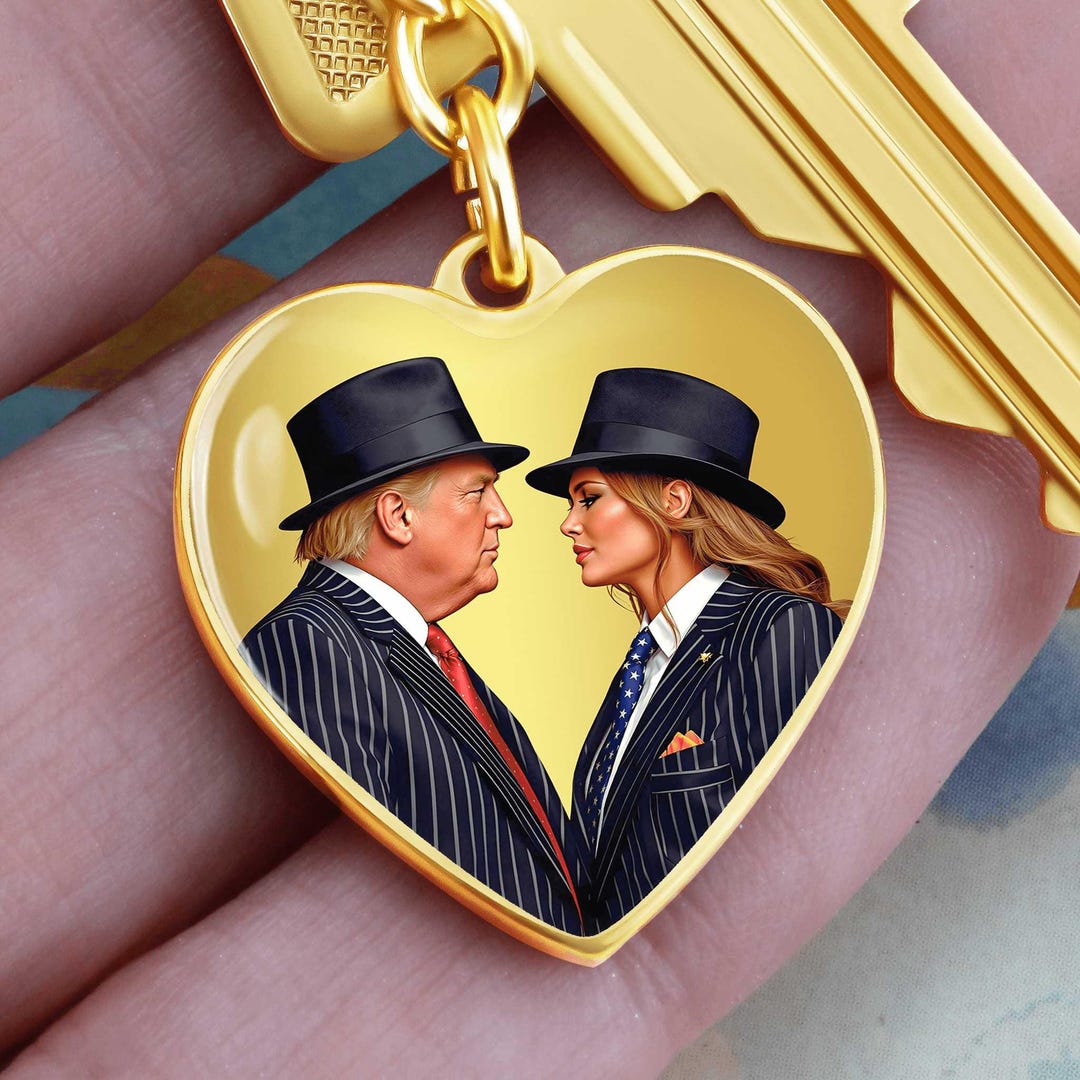 Donald and Melania Trump Power Couple Heart Keychain FAFO Gangster Love ...
