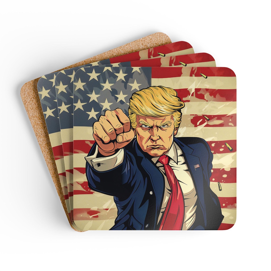 Superhero Trump Coasters Political Anime Coaster Set Trump '24 Cork ...