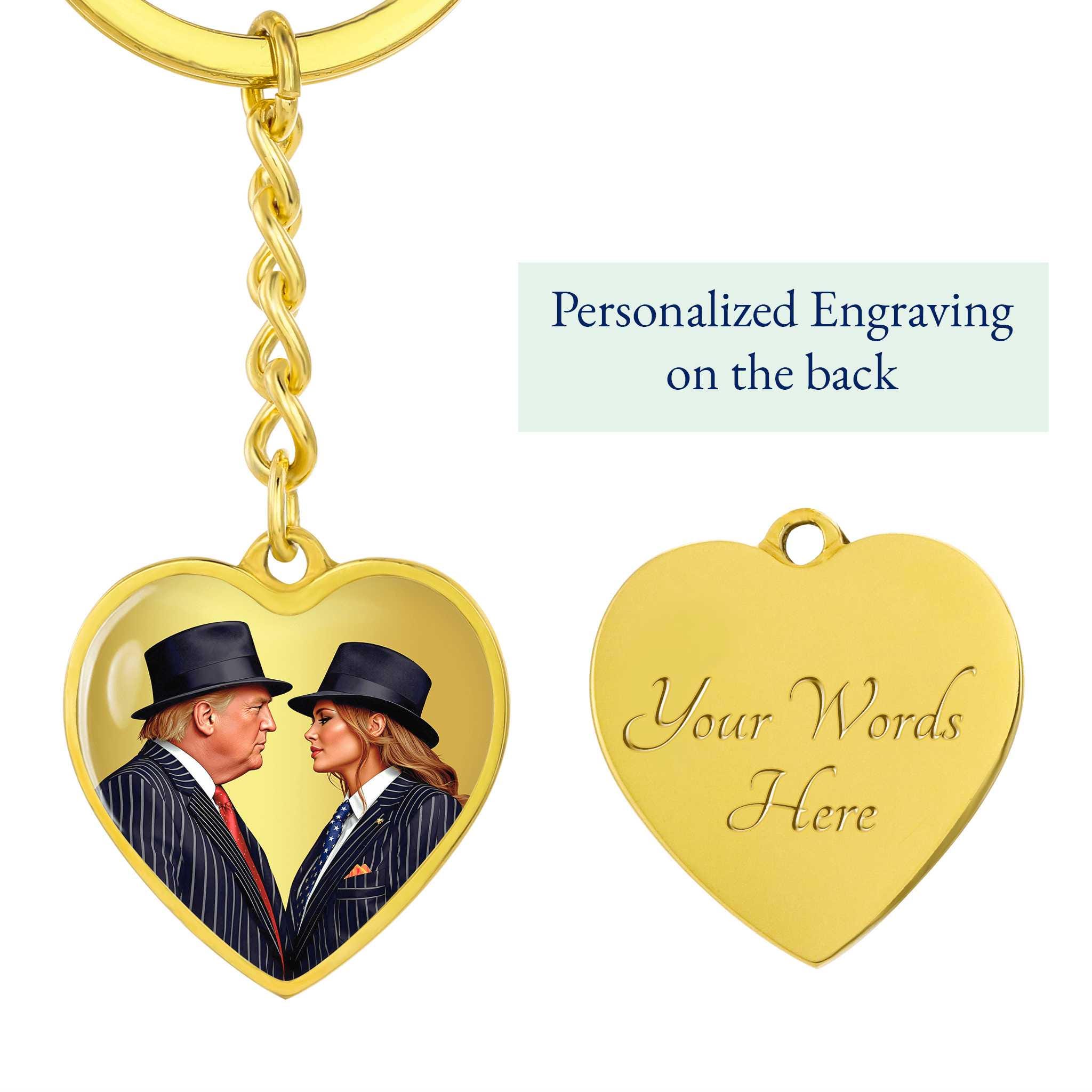 Donald and Melania Trump Power Couple Heart Keychain FAFO Gangster Love ...