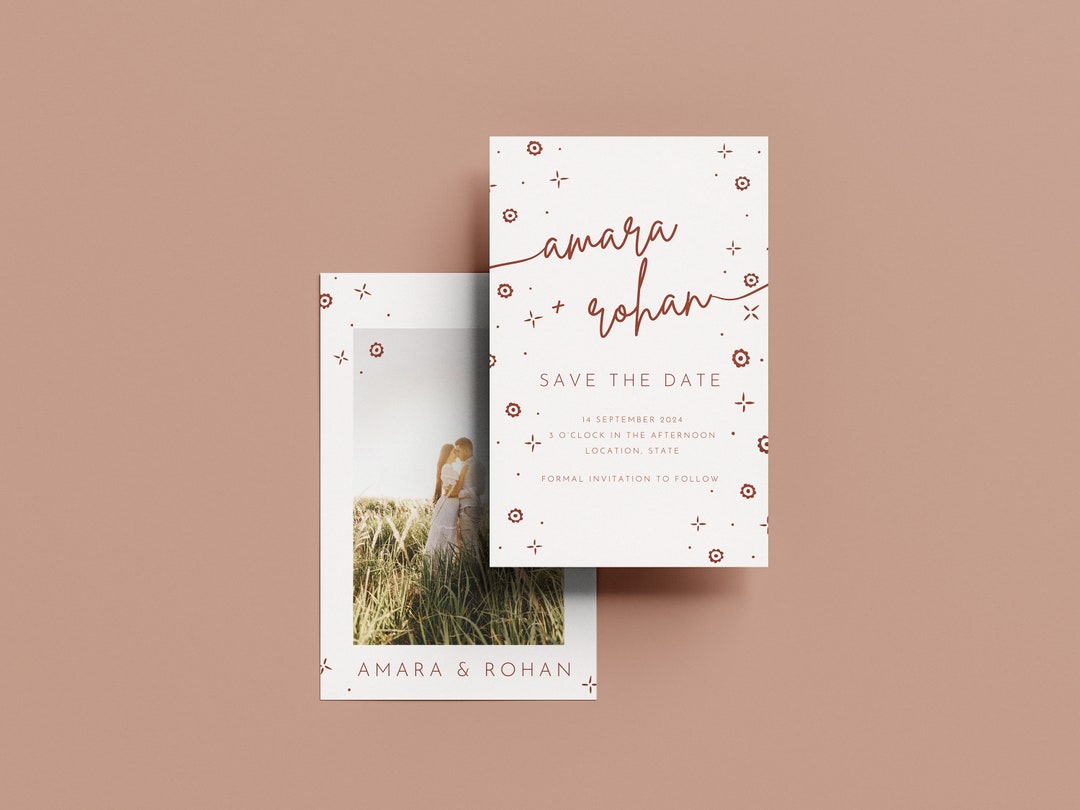 Indian Save the Date Editable Hand Drawn Printable Photo Save the Date ...