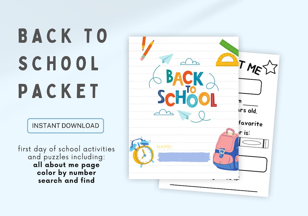 Back to School Packet L First Day of School Activities L First Day of ...