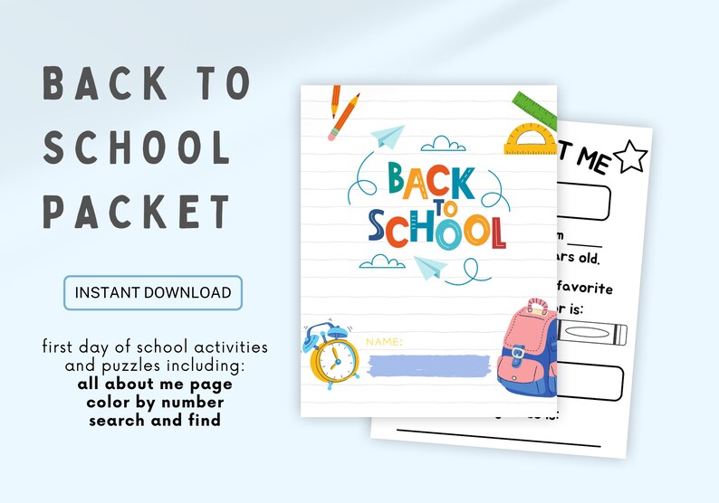 Back to School Packet L First Day of School Activities L First Day of ...