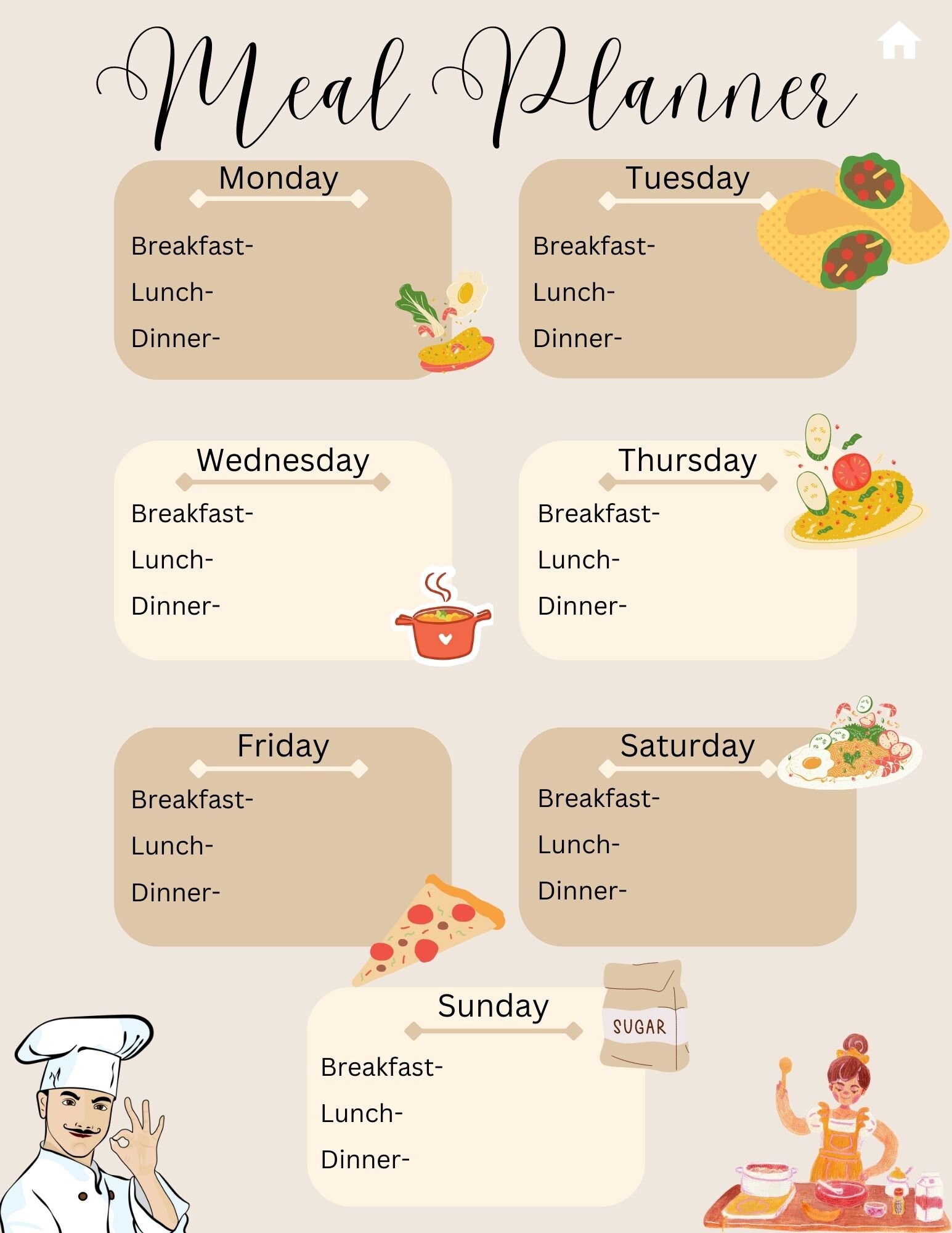 Meal Planner ,grocery List ,digital Template ,food Prep ,printable ...