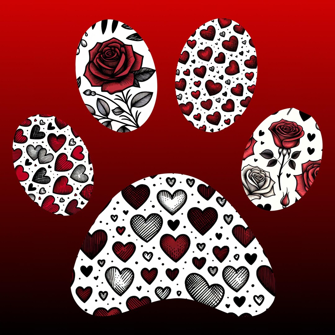 Valentine's Day Paw Print Clipart | Minimalist Patterns | 10 Pngs ...