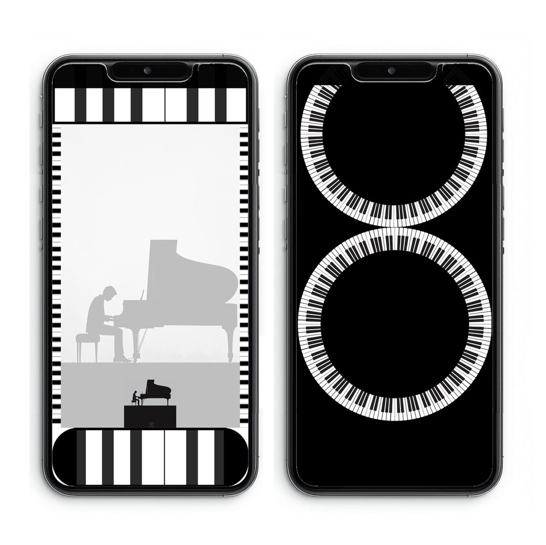 Home and Lock Screens Wallpaper Set | Piano Silhouette Minimalist Music ...
