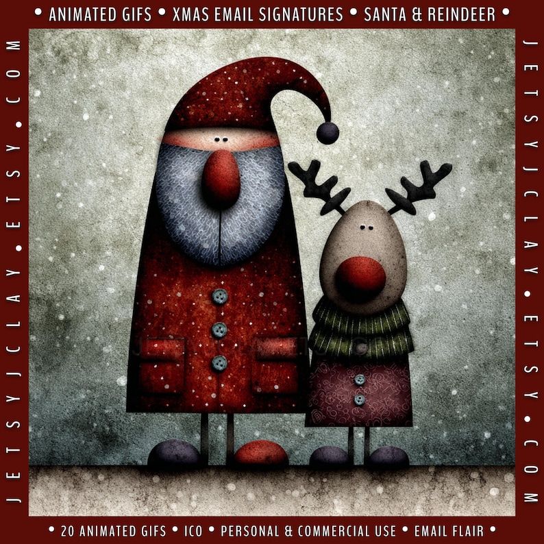 Whimsical Santa Rudolph Animated GIF Bundle, Christmas Email Signature ...