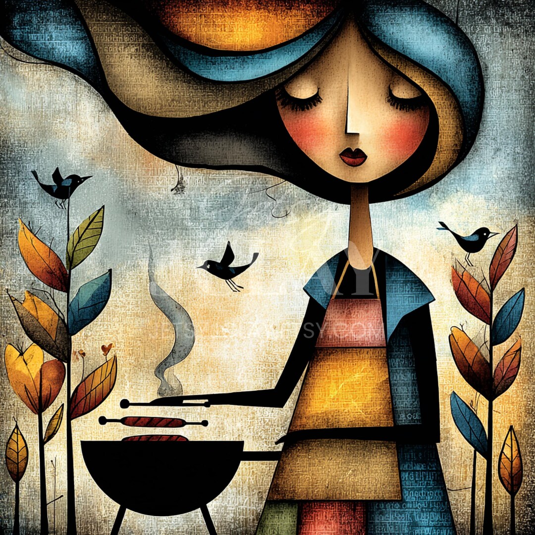 BBQ Girl Clipart: Whimsical Grill Master, Summer Cookout (12 Jpgs ...