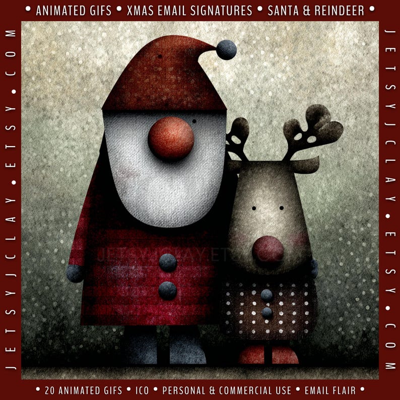Whimsical Santa Rudolph Animated GIF Bundle, Christmas Email Signature ...