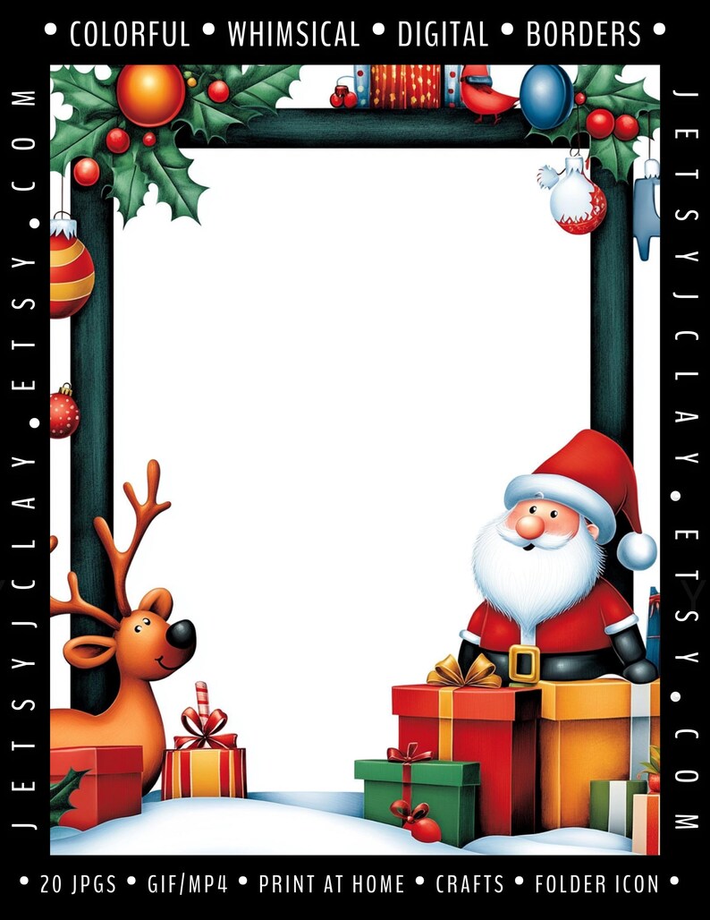 Digital Borders for Holiday Greetings, Letters to Santa, and Messages ...