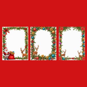 Christmas Clipart Borders, Santa and Reindeer (printable Letter Trim ...