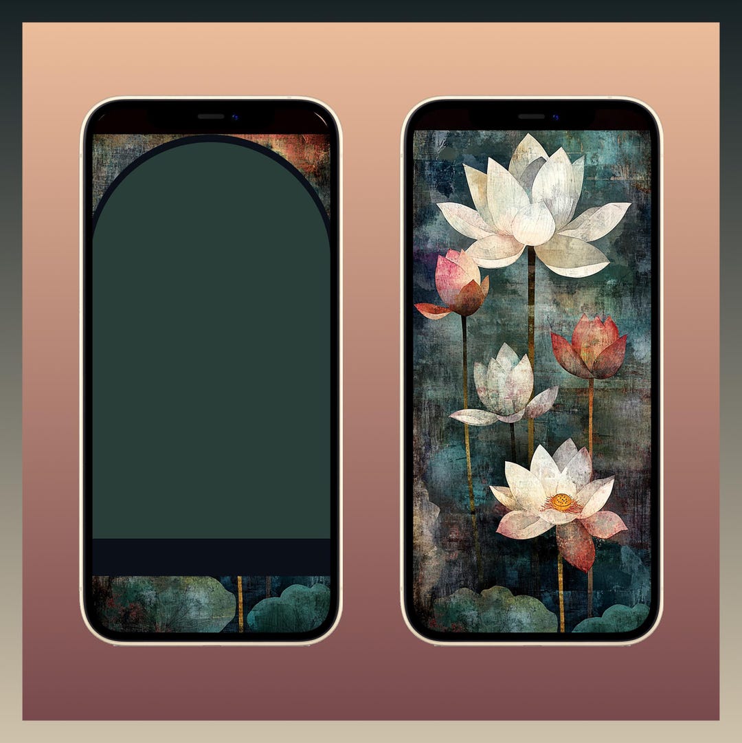 Ethereal Lotus iPhone Wallpaper Set: Abstract Floral Home & Lock ...