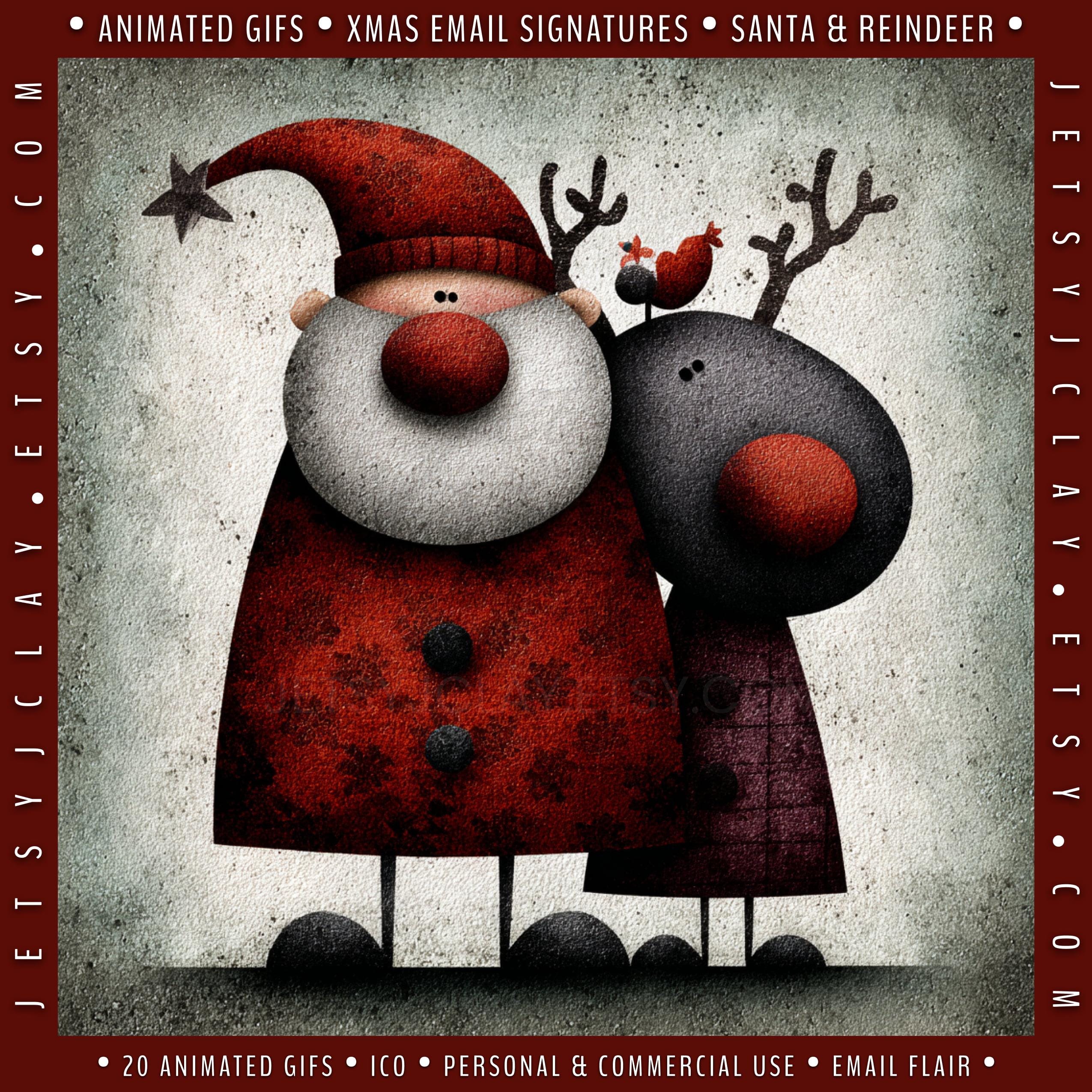 Whimsical Santa Rudolph Animated GIF Bundle, Christmas Email Signature ...